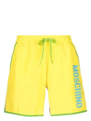 Moschino Colour-block Logo-print Swim Shorts - Yellow