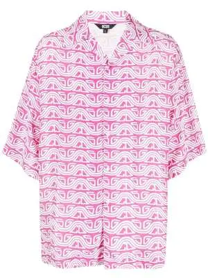 Gcds Wave Printed Bowling Shirt - Pink