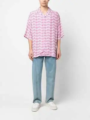 Gcds Wave Printed Bowling Shirt - Pink