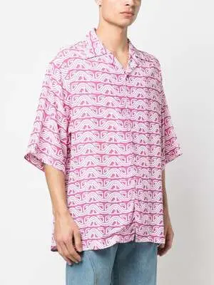 Gcds Wave Printed Bowling Shirt - Pink