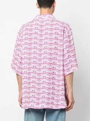 Gcds Wave Printed Bowling Shirt - Pink