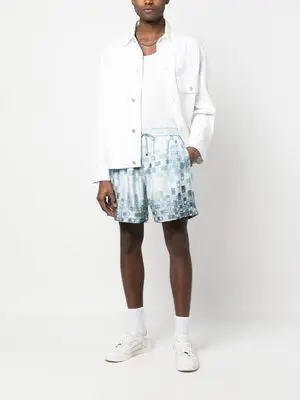 Amiri Printed Silk Shorts - Blue