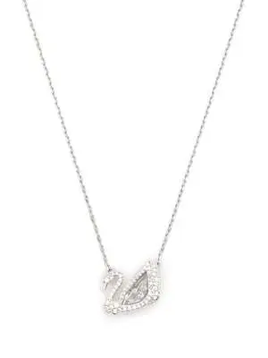 SWAROVSKI Crystal-Embellished Logo Pendant Necklace Silver