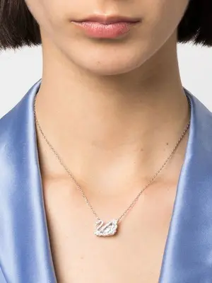 SWAROVSKI Crystal-embellished Logo Pendant Necklace - Silver
