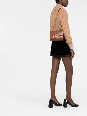 Valentino Garavani Stud Sign Leather Shoulder Bag