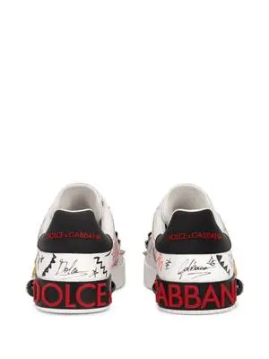 Dolce & Gabbana Portofino Leather Sneakers - White