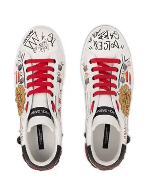 Dolce & Gabbana Portofino Leather Sneakers - White