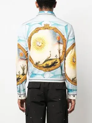 Amiri Landscape Frame Varsity Jacket - Blue