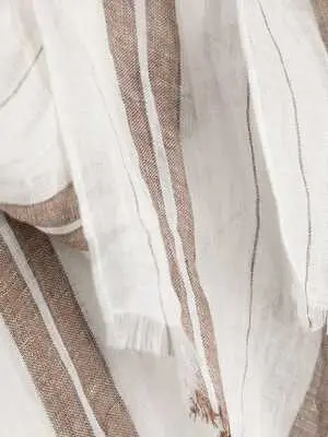 Brunello Cucinelli Striped Linen-blend Scarf - White