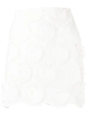 Elie Saab Floral-embroidered Miniskirt - White