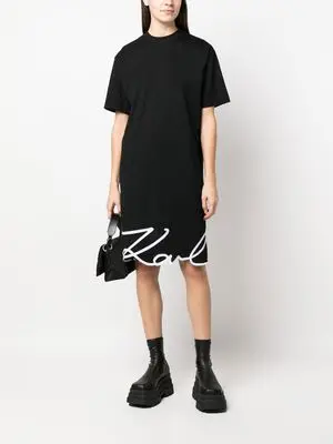 Karl Lagerfeld Signature Hem Organic-cotton Dress