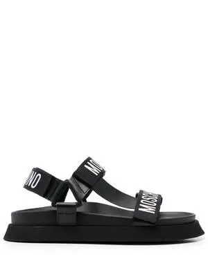 Moschino Jacquard-logo Strap Sandals - Black