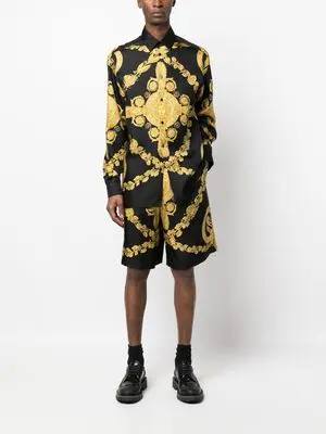 Versace Barocco-print Silk Shorts