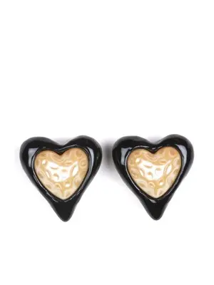 JULIETTA Heart-shaped Stud Earrings - Black