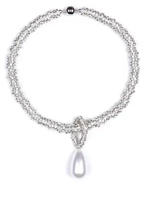 JULIETTA Pearl-pendant Crystal Necklace - White