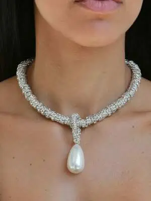 JULIETTA Pearl-pendant Crystal Necklace