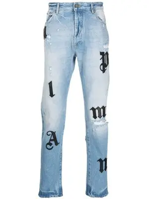 Palm Angels Logo-patch Straight-leg Jeans