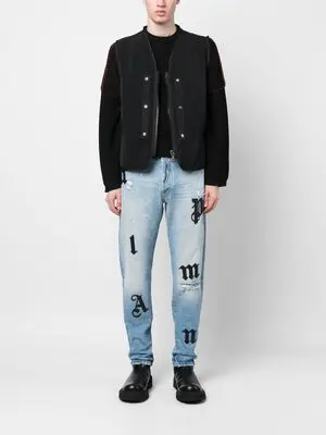 Palm Angels Logo-patch Straight-leg Jeans