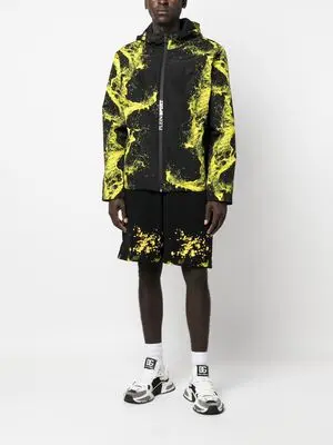 PLEIN SPORT Graphic-print Zip-up Hooded Jacket - Black