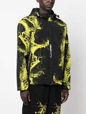 PLEIN SPORT Graphic-print Zip-up Hooded Jacket - Black