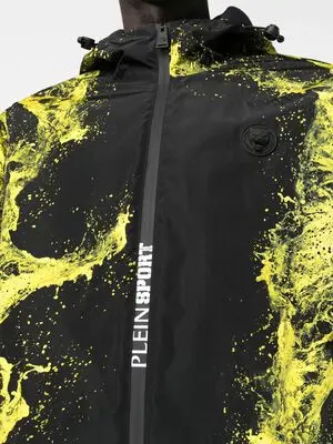 PLEIN SPORT Graphic-print Zip-up Hooded Jacket - Black
