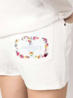 TWINSET Embroidered Denim Shorts
