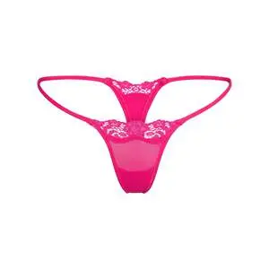 SKIMS Fits Everybody Lace String Thong Neon Rose