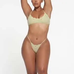 SKIMS Fits Everybody Lace String Thong Sage