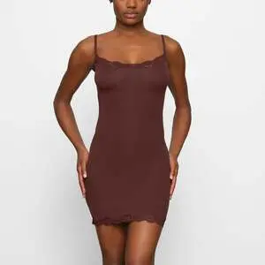 SKIMS Slip Dress | Black | 2xs | Fits Everybody Lace Cocoa