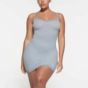 SKIMS Slip Dress | Black | 2xs | Fits Everybody Lace Denim
