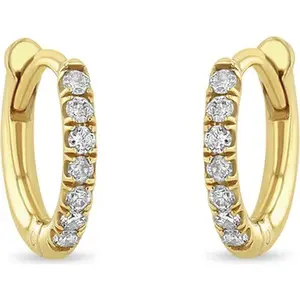 Zoe Chicco Small Diamond Pavé Huggie Earrings - 14k Yellow Gold