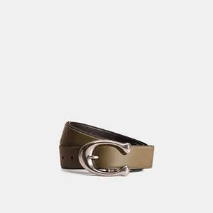 COACH® Signature Buckle Cut-to-size Reversible Belt, 38mm - Army Green/black