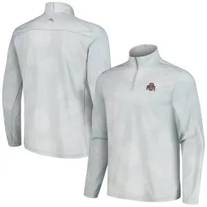Tommy Bahama Ohio State Buckeyes Delray Frond Islandzone Half-zip Jacket - Gray