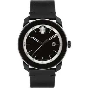 Movado Bold Tr90 Leather Strap Watch
