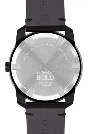 Movado Bold Tr90 Leather Strap Watch