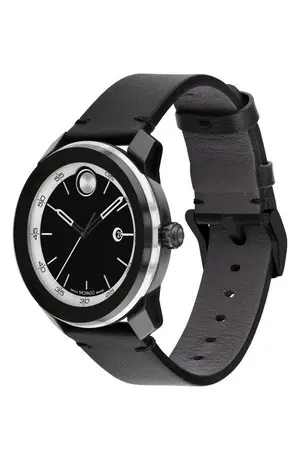 Movado Bold Tr90 Leather Strap Watch