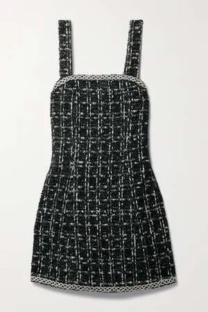 Alice + Olivia Liran Crystal-embellished Metallic Tweed Mini Dress