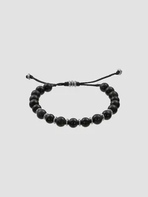 JAN LESLIE Agate Beaded Cord Bracelet - Black