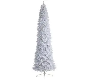 NEARLY NATURAL 12' Slim White Christmas Tree - One-color