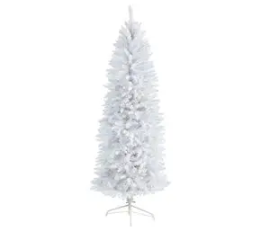 NEARLY NATURAL 6' Slim White Artificial Christm As Tree - One-color