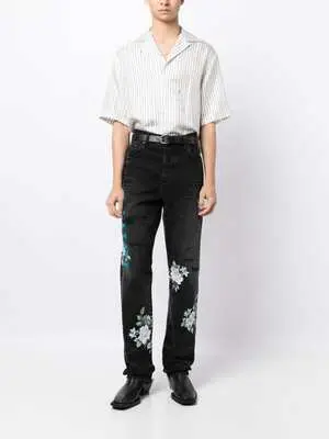 Amiri Floral-print Straight-leg Jeans