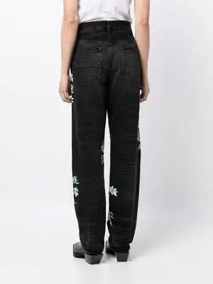 Amiri Floral-print Straight-leg Jeans