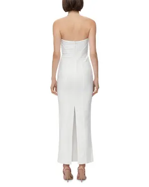 Herve Leger Icon Chevron Bustier Gown - Alabaster