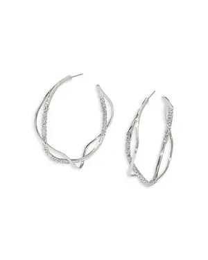 Alexis Bittar Intertwined Pave Hoop Earrings - Silver
