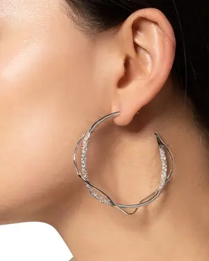 Alexis Bittar Intertwined Pave Hoop Earrings - Silver