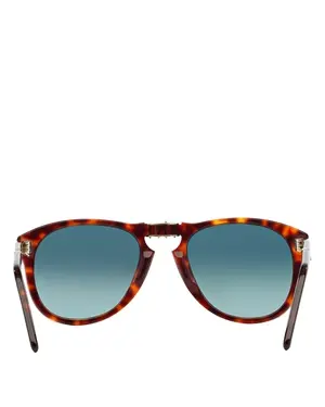 Persol Polarized Folding Aviator Sunglasses, 54mm - Havana/blue Polarized Gradient