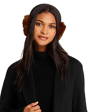 Surell Rex Rabbit Faux Fur Earmuffs Brown