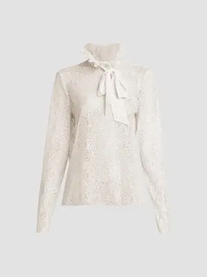 Philosophy Di Lorenzo Serafini Sheer Lace Long-sleeve Blouse - White