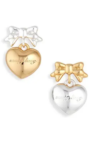 Sandy Liang Ballerina Mismatched Drop Earrings - Gold/silver