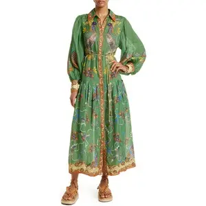 ALEMAIS Birdie Belted Long Sleeve Shirt Dress